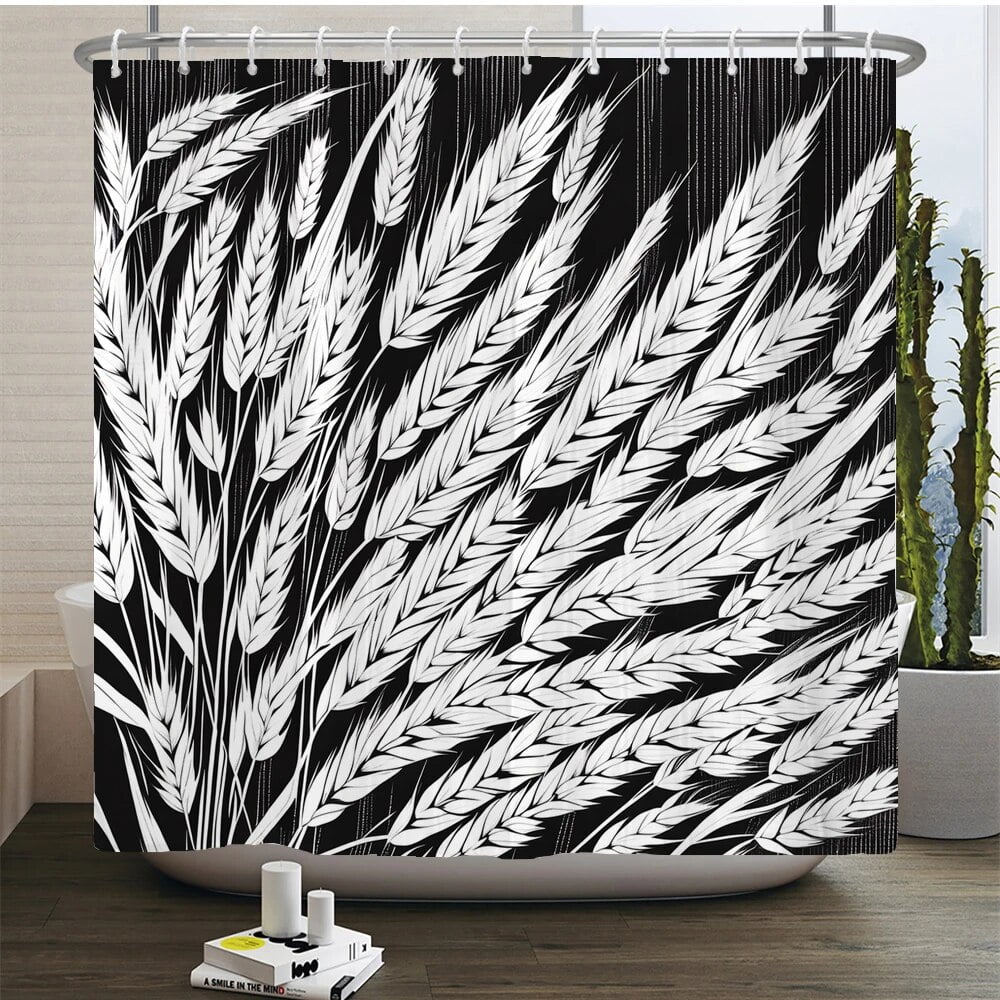 Beautiful Flowers Shower Curtain Watercolor Leaves on The Top Plant ...