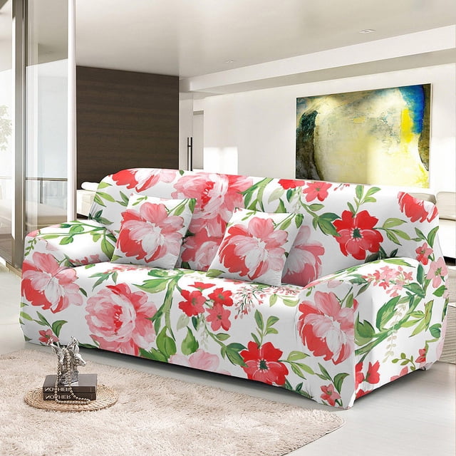 Beautiful Flowers Sofa Cover Elastic Non-Slip Universal Slipcover For ...