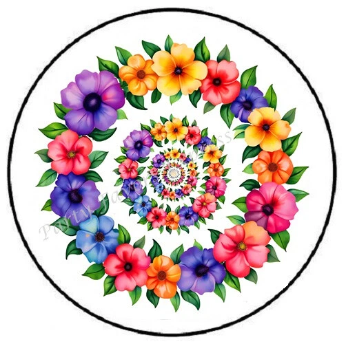 Beautiful Flowers Tropical Circles Stickers Party Favors Phone Decal ...