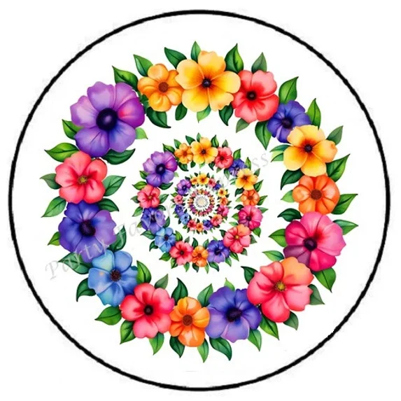 Beautiful Flowers Tropical Circles Stickers Party Favors Phone Decal ...