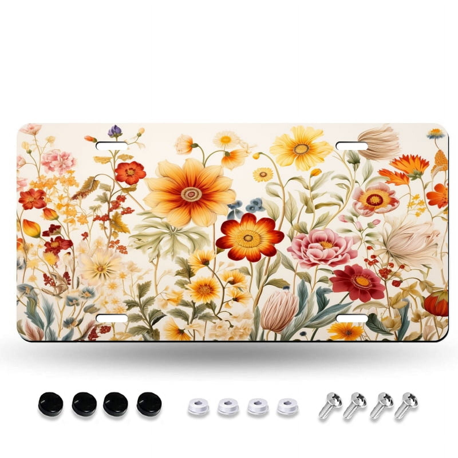 Beautiful Flowers of Various Sizes and Colors License Plate Frame ...