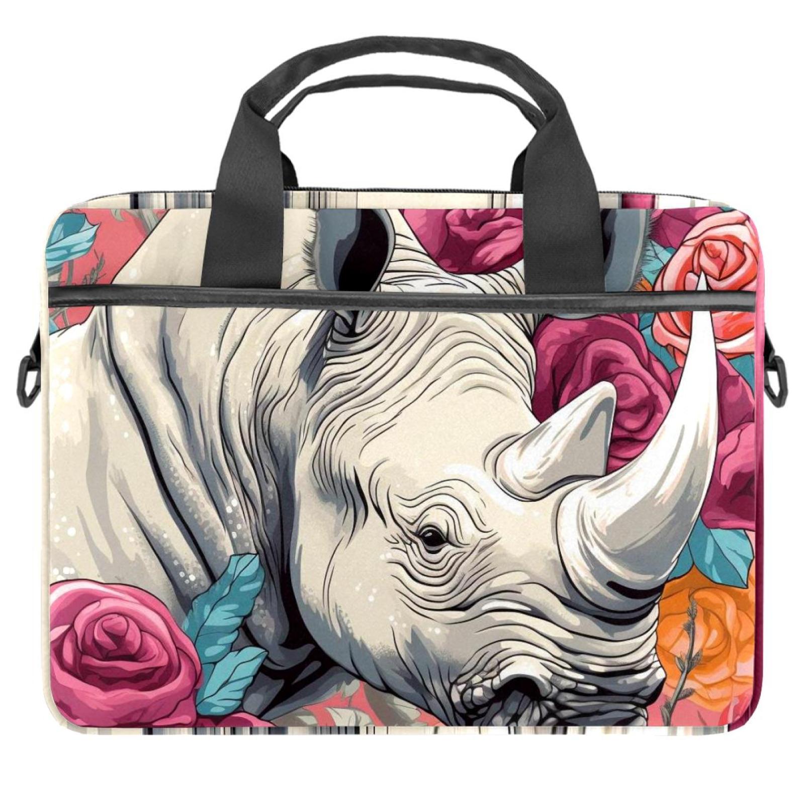 Beautiful Flowers with Rhino Laptop Shoulder Messenger Bag Briefcase Messenger Notebook Sleeve ...