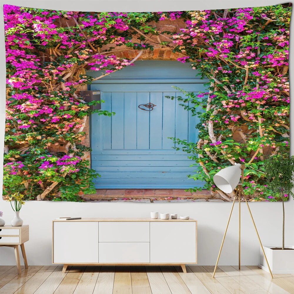 Beautiful FlowersTown Forest landscape Print Wall Hanging Tapestry ...