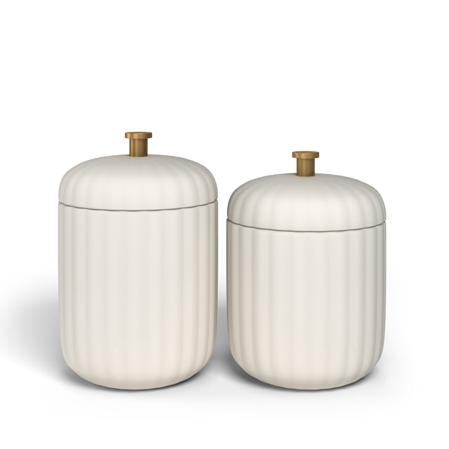 Beautiful Fluted Stoneware 2-Piece Vanity Jar Set by Drew Barrymore ...