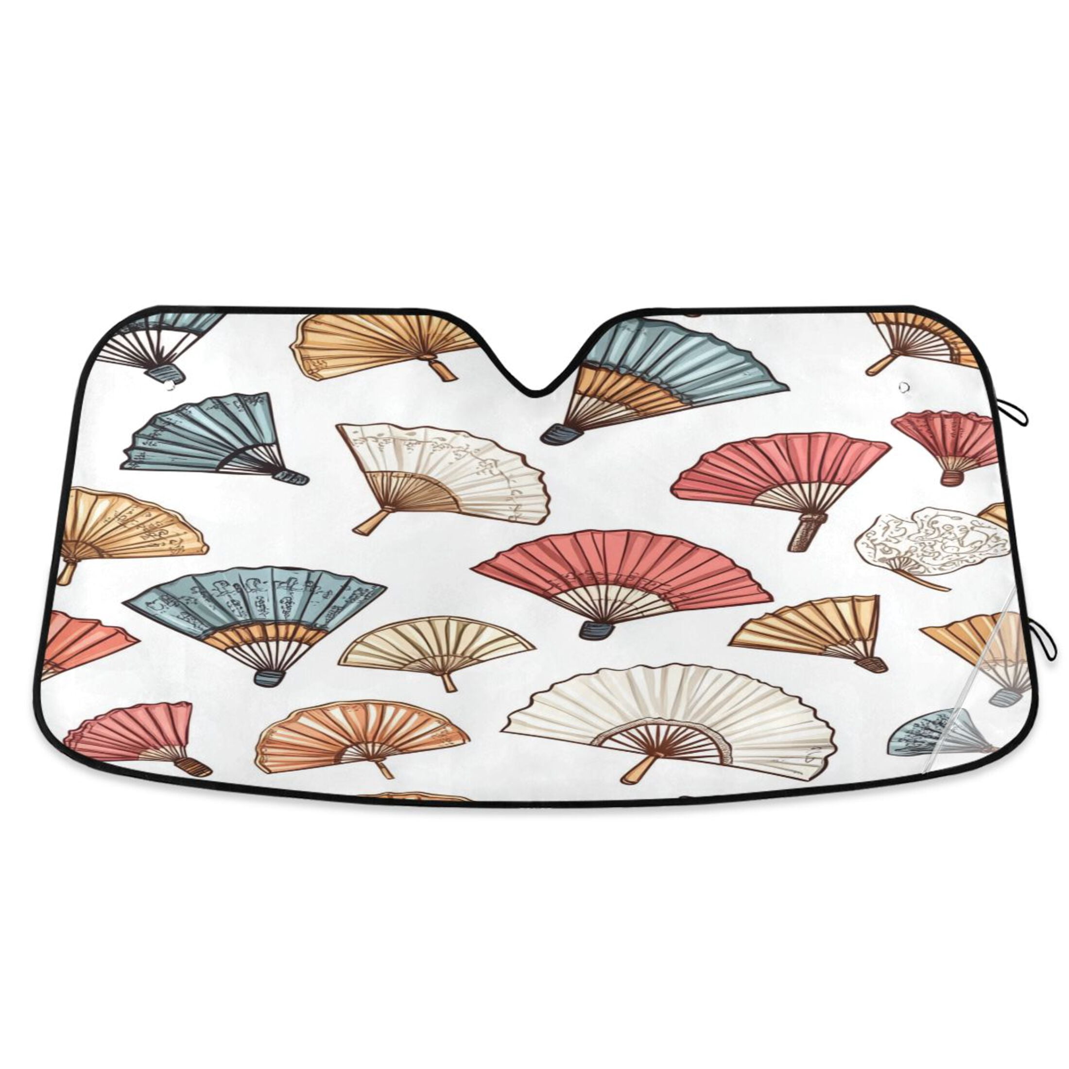 Beautiful Folding Fans Hand Drawn Windshield Sun Shade Automobile Visor ...