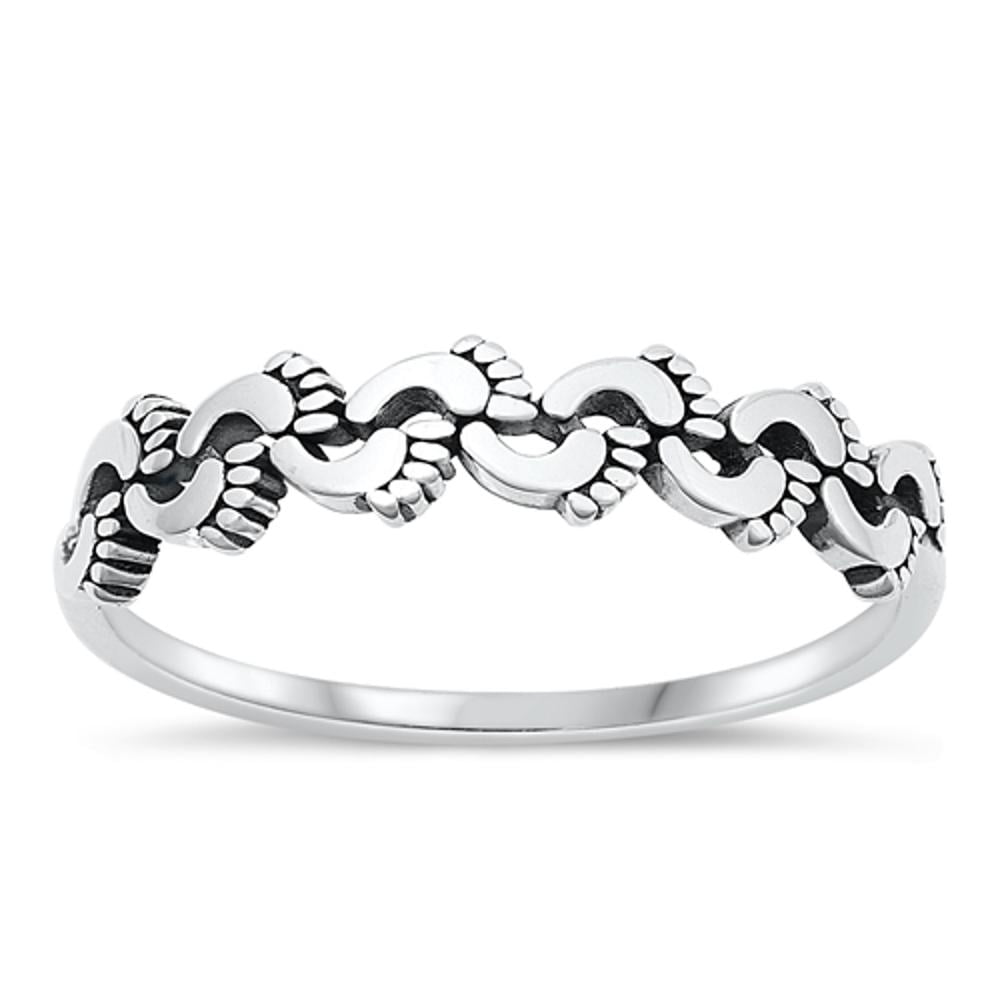 Beautiful Footprint Ring .925 Sterling Silver Feet Band Jewelry Female ...