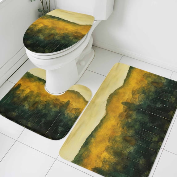 Beautiful Forest Bathroom Rugs Set Forest Oil Painting Non Slip ...