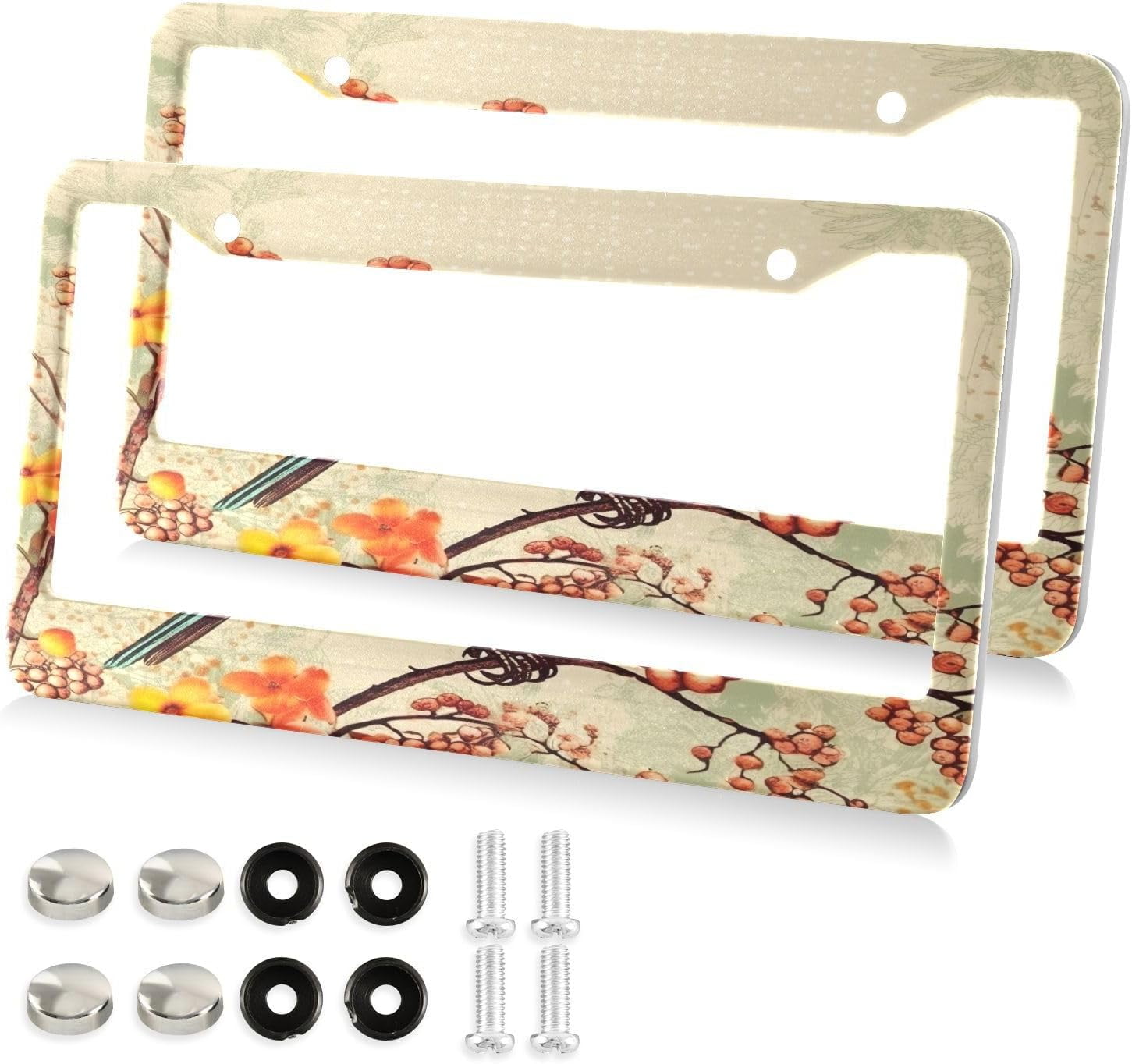 Beautiful Forest Bird License Plate Frame, Aluminum Car Tag Frames, 2 ...
