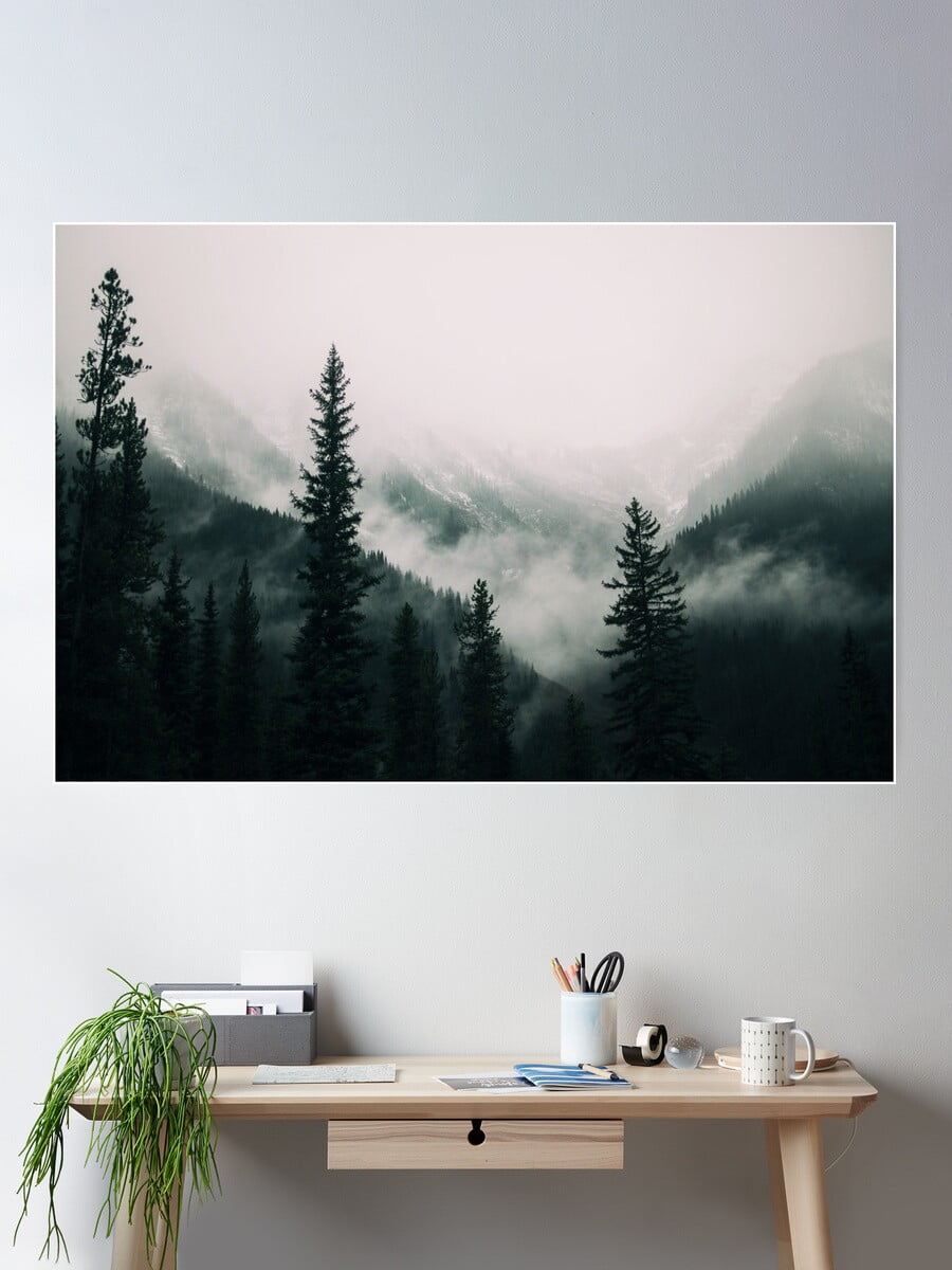 Beautiful Forest, Mountains, Fog, Scenery, Landscape Poster Wall Art ...