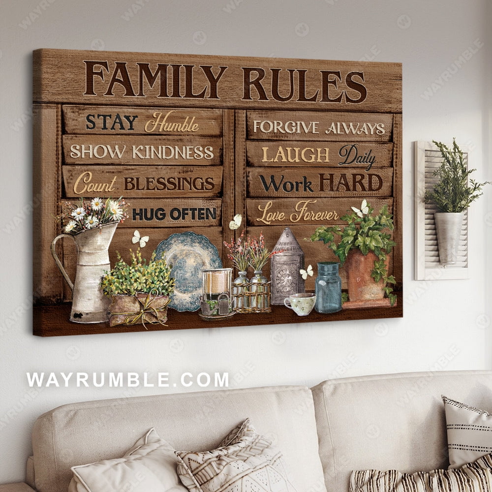 Beautiful Garden, Brilliant Flower, Family Rules, Stay Humble - Jesus Landscape Poster Prints ...