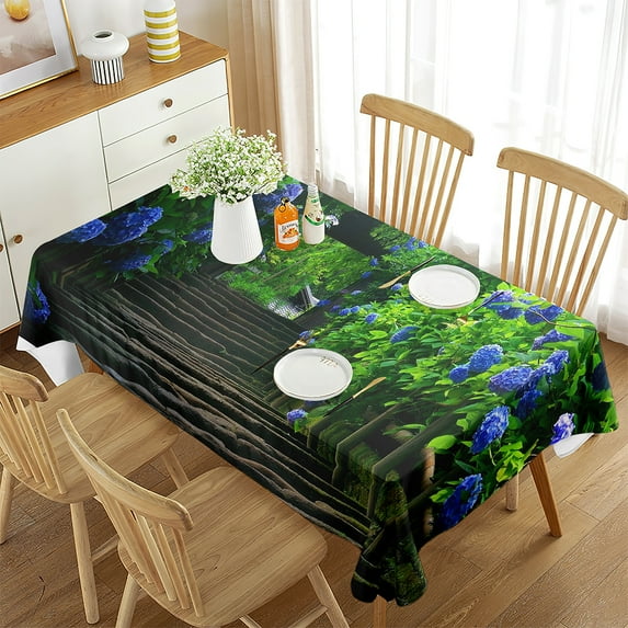Beautiful Garden Rectangular Tablecloth Natural Landscape r Dining Room ...