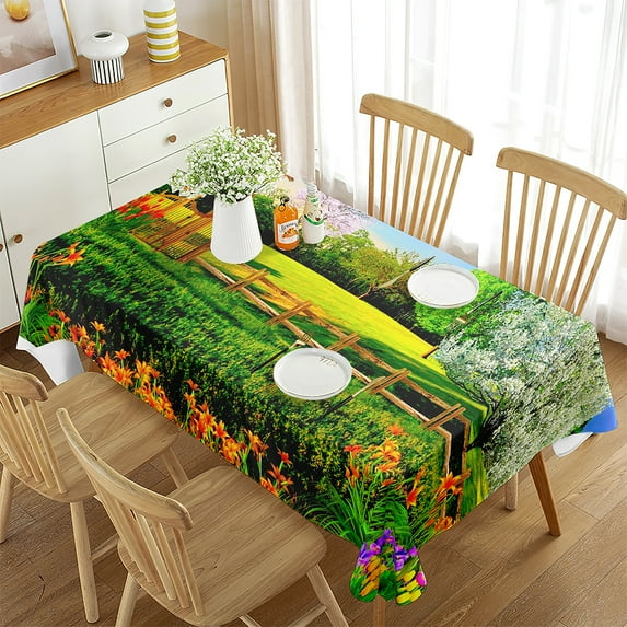 Beautiful Garden Rectangular Tablecloth Natural Landscape r Rectangular ...
