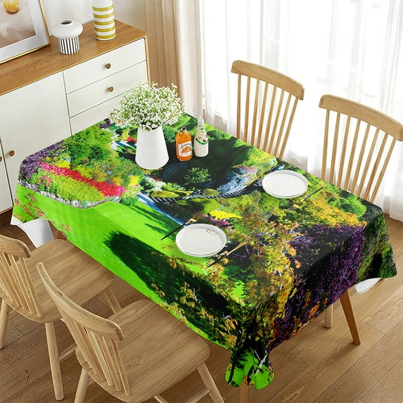 Beautiful Garden Rectangular Tablecloth Natural Landscape r Rectangular ...