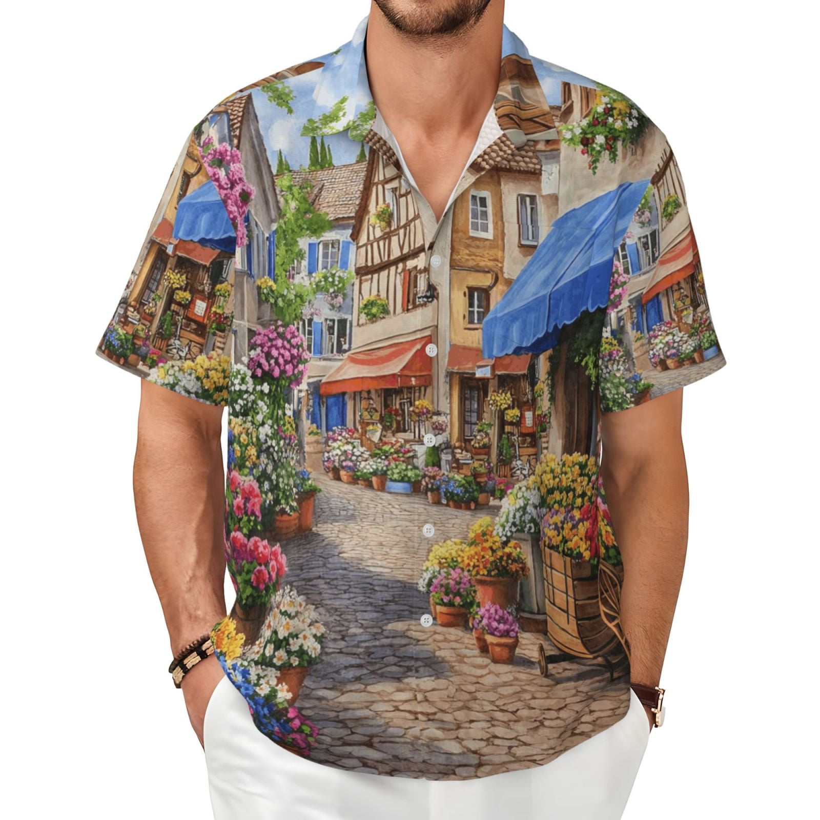 Beautiful Garden Town Men'S Short-Sleeved Shirts with All-Over Prints ...
