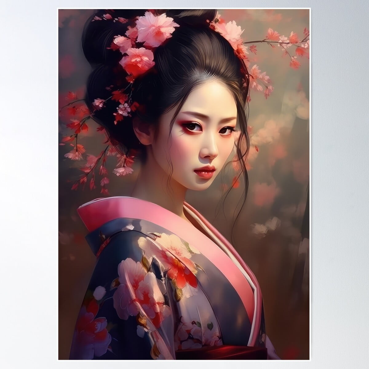 Beautiful Geisha Poster Wall Art, Modern Wall Decor For Living Room ...