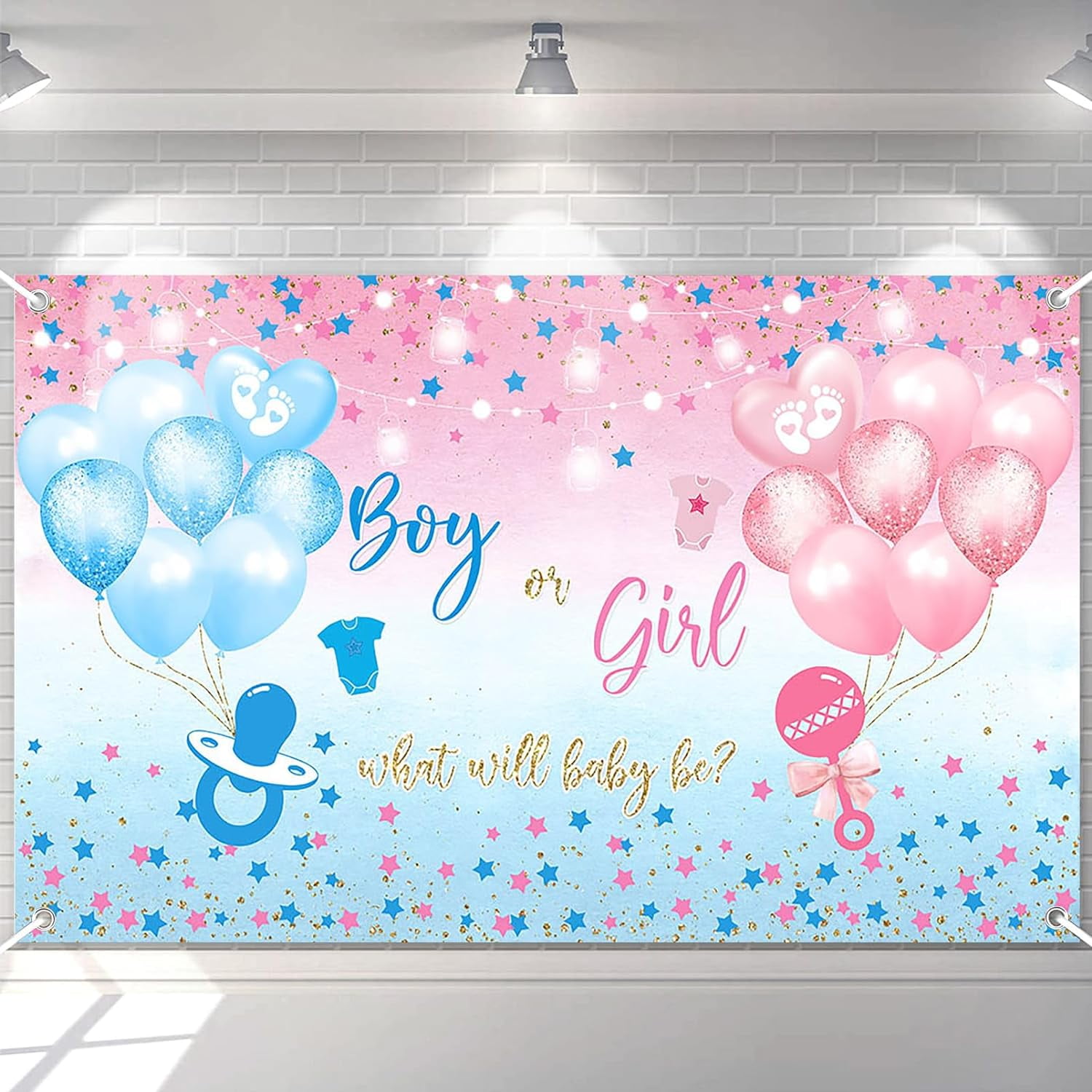 Beautiful Gender Reveal Backdrop Boy or Girl Sign Banner Blue and Pink ...