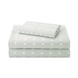 Beautiful Geometric 3-Piece 100% Cotton Percale Sage Green Sheet Set ...