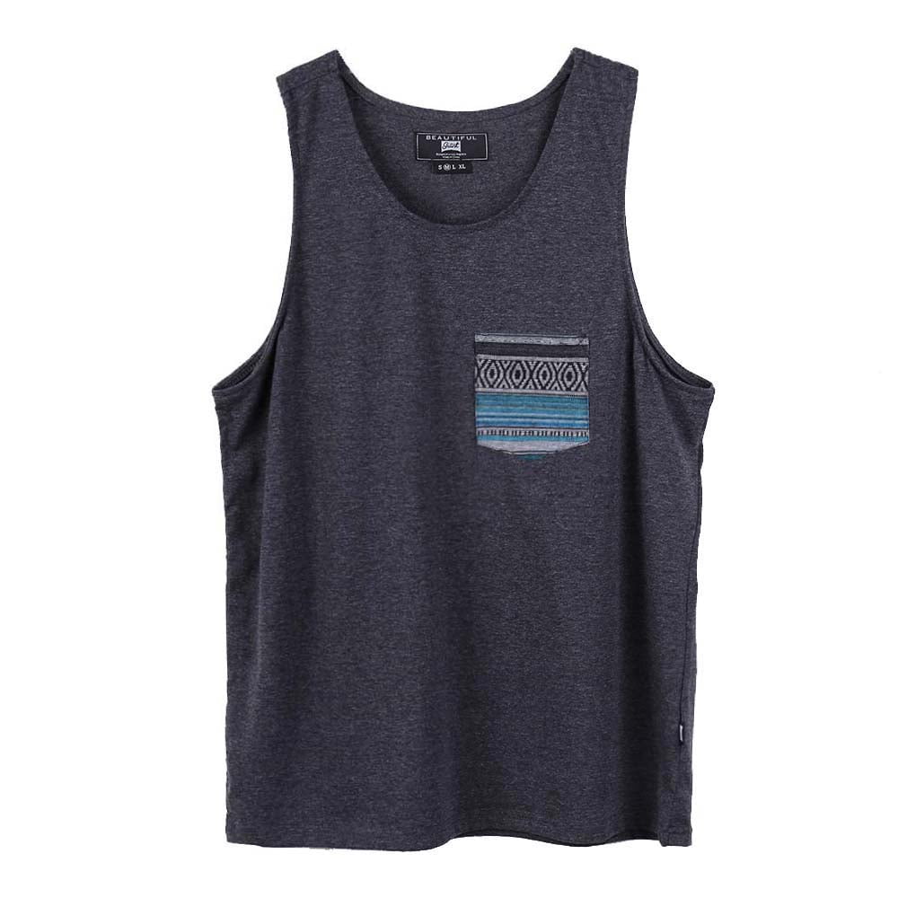 Beautiful Giant Men's Solid Color Sleeveless Tank Top with Pocket for ...