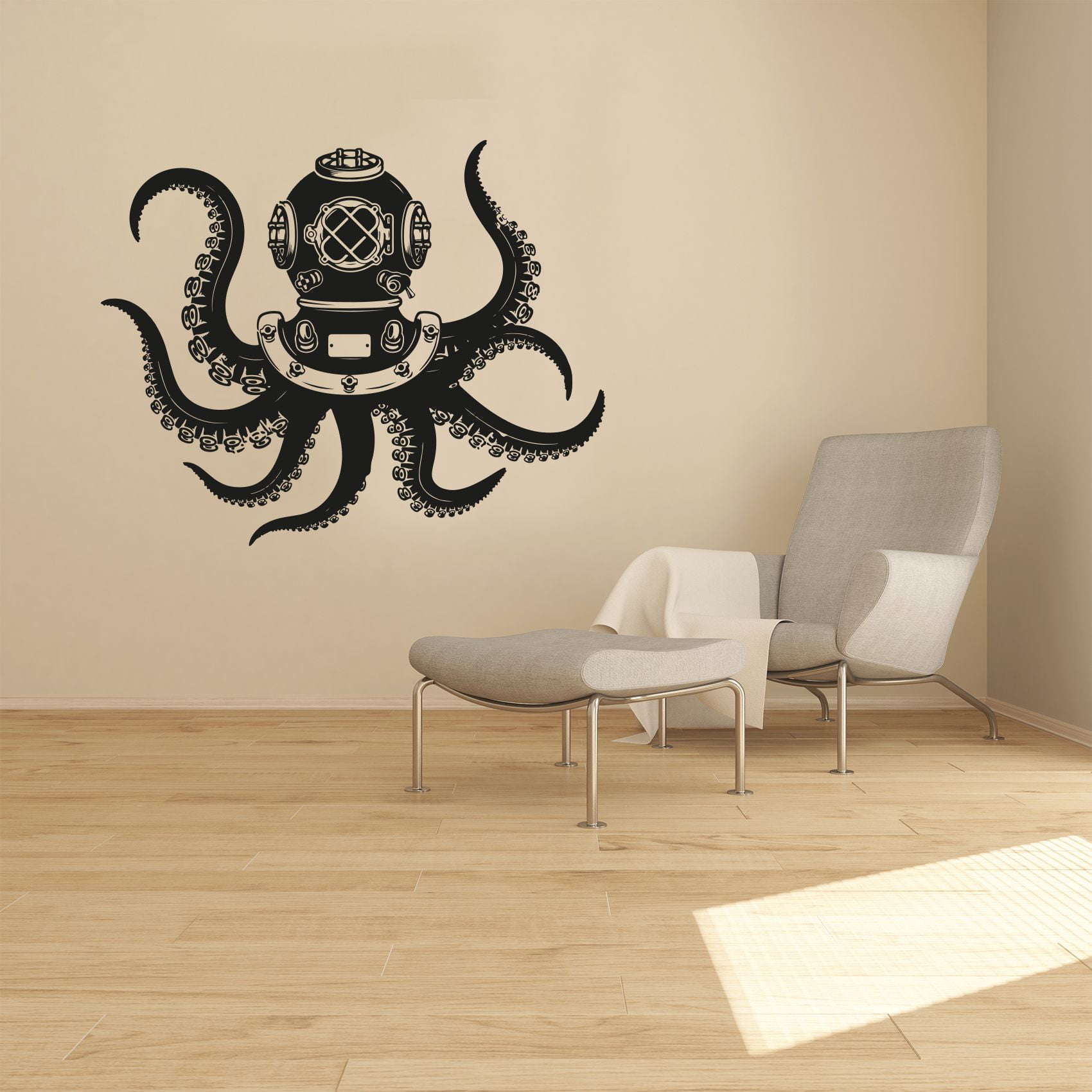 Beautiful Giant Octopus Scuba Diving Art Octopus Silhouette Vinyl ...