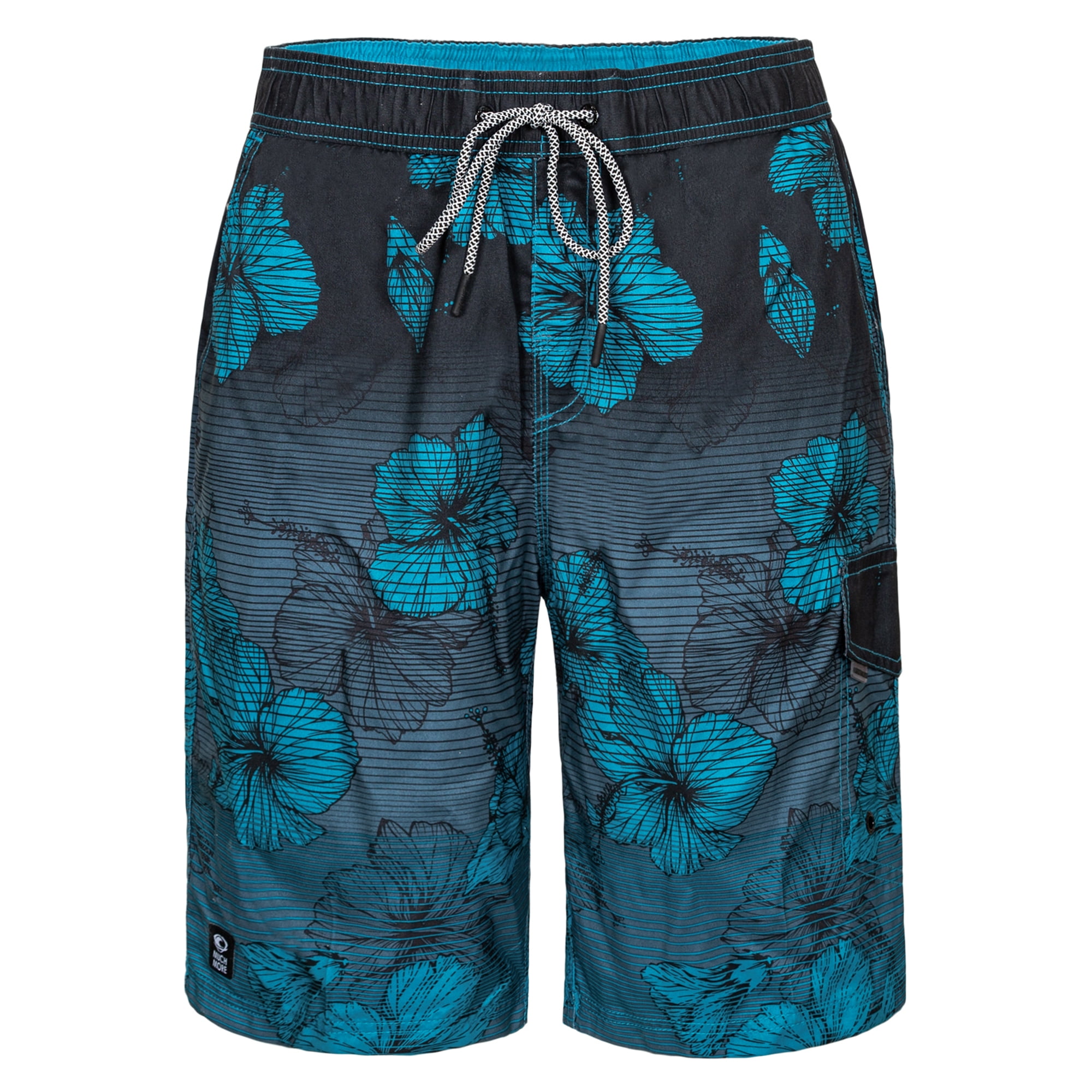 Beautiful Giant Men's 2XL Blue Flower Polyester Swim Trunks with Mesh ...