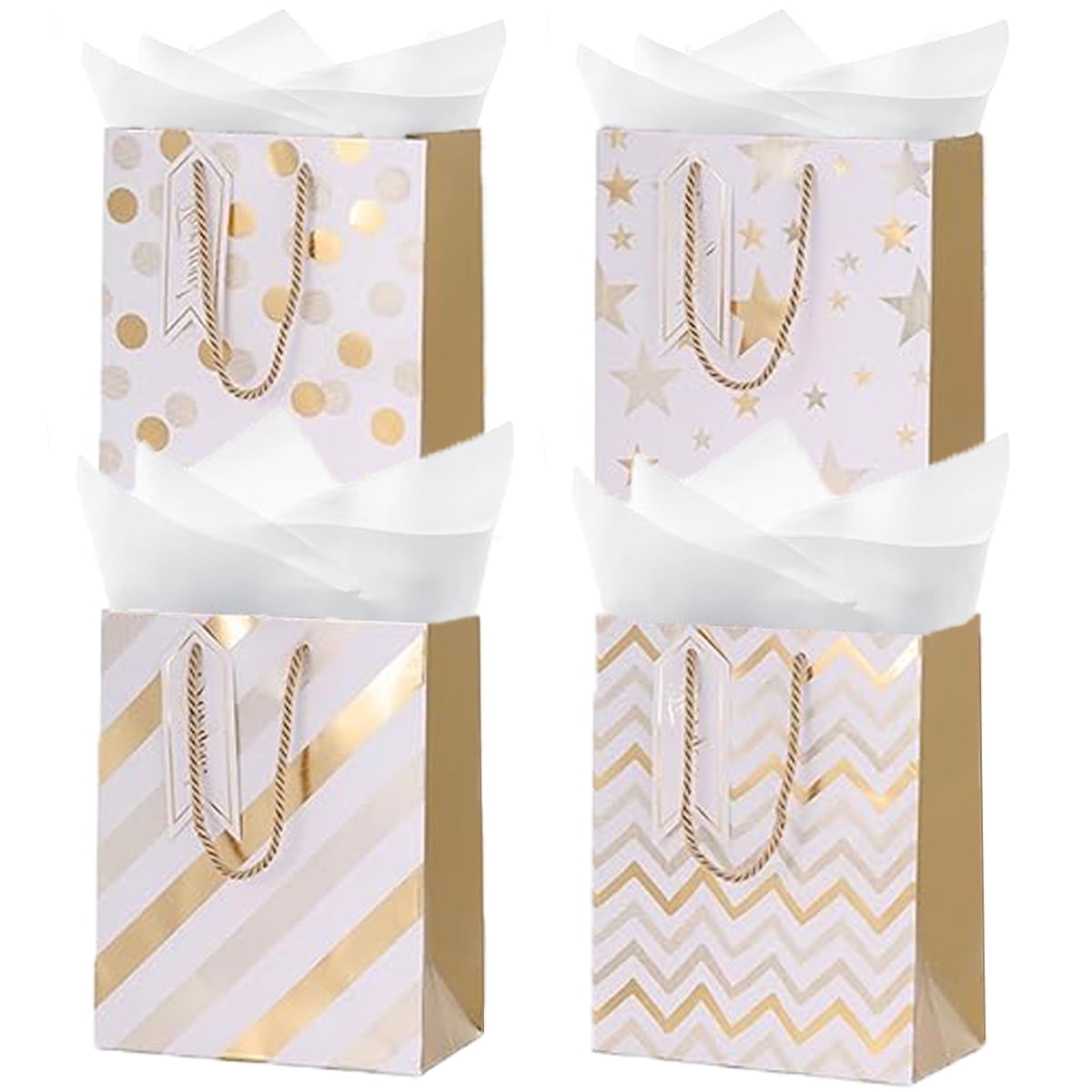 Beautiful Gift Bags Set of 4 Medium Size 9" Gift Bags with Tissue Paper ...