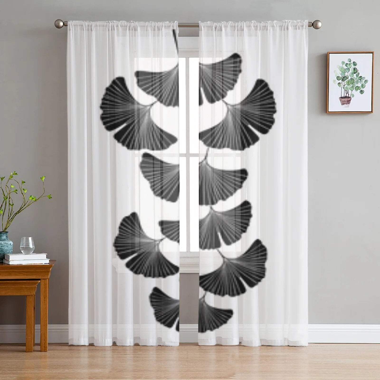 Beautiful Ginkgo Leaves Sheer Curtains For Living Room Window ...