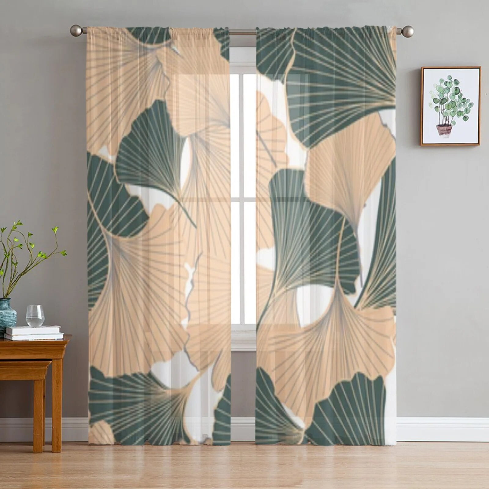 Beautiful Ginkgo Leaves Sheer Curtains For Living Room Window ...