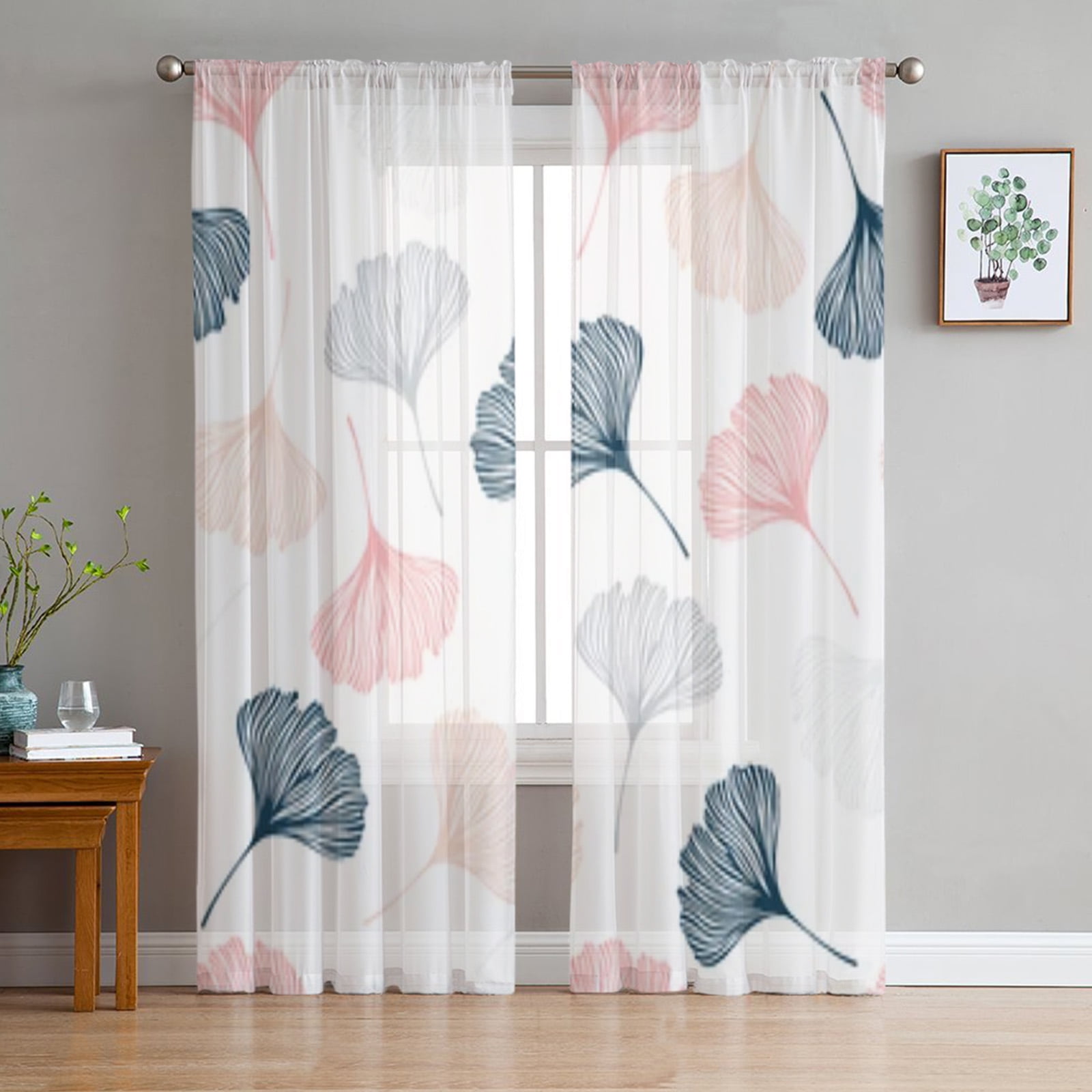 Beautiful Ginkgo Leaves Sheer Curtains For Living Room Window ...