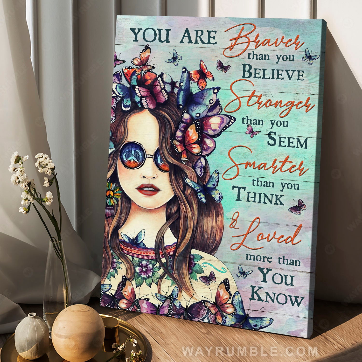Beautiful Girl Colorful Butterfly You Are Braver Than You Believe ...