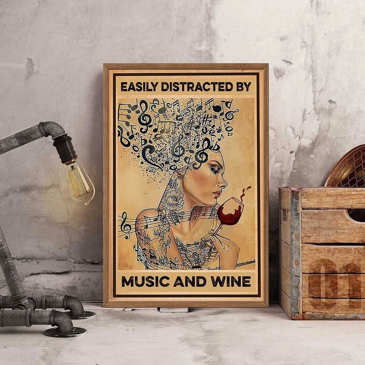 Beautiful Girl Easily Distracted By Music And Wine Unique Poster Print ...