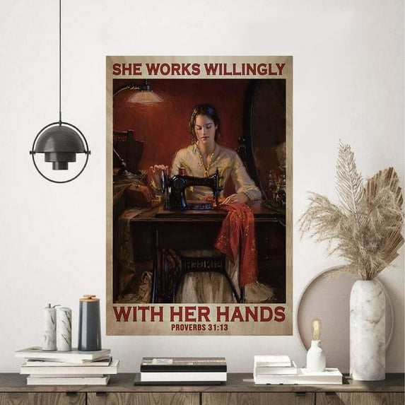 Beautiful Girl She Works Willingly With Her Hands Poster 16 x 24 Inch ...