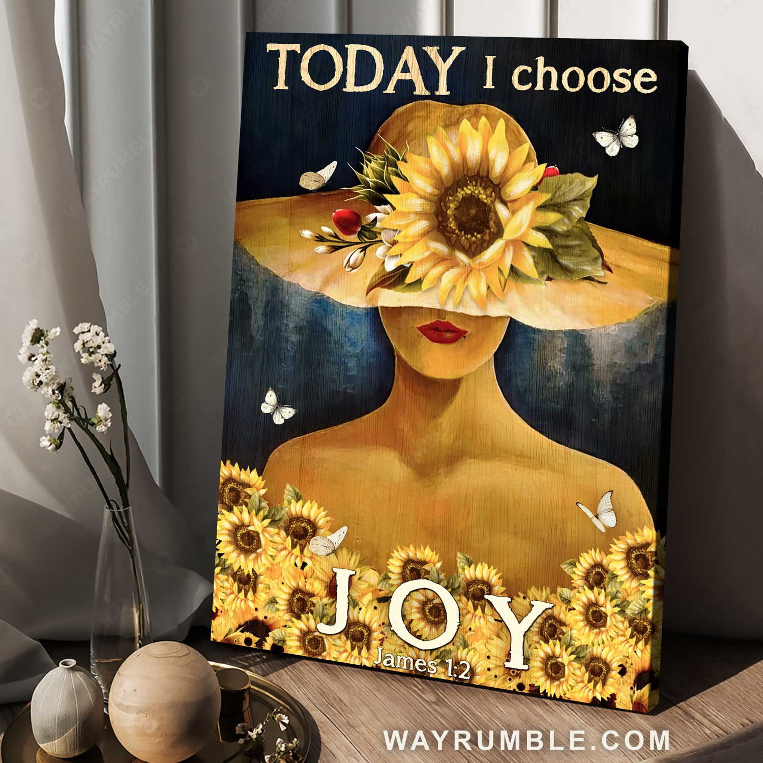 Beautiful Girl Sunflower Hat Pretty Butterfly Today I Choose Joy ...