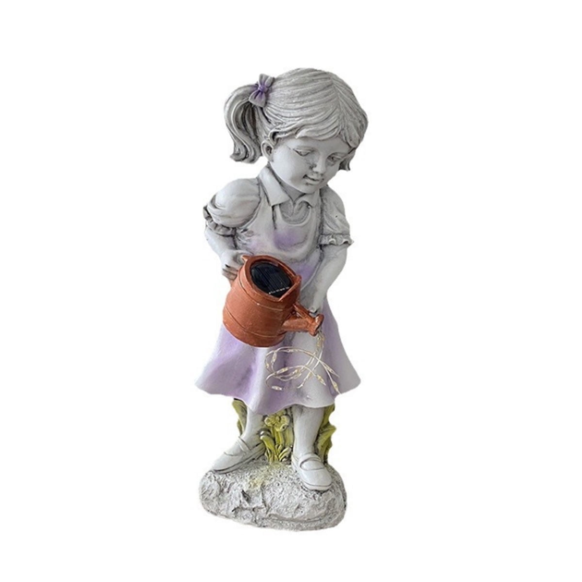 Beautiful Girl Watering the Garden Statue with Solar Fairy Light,Cute ...