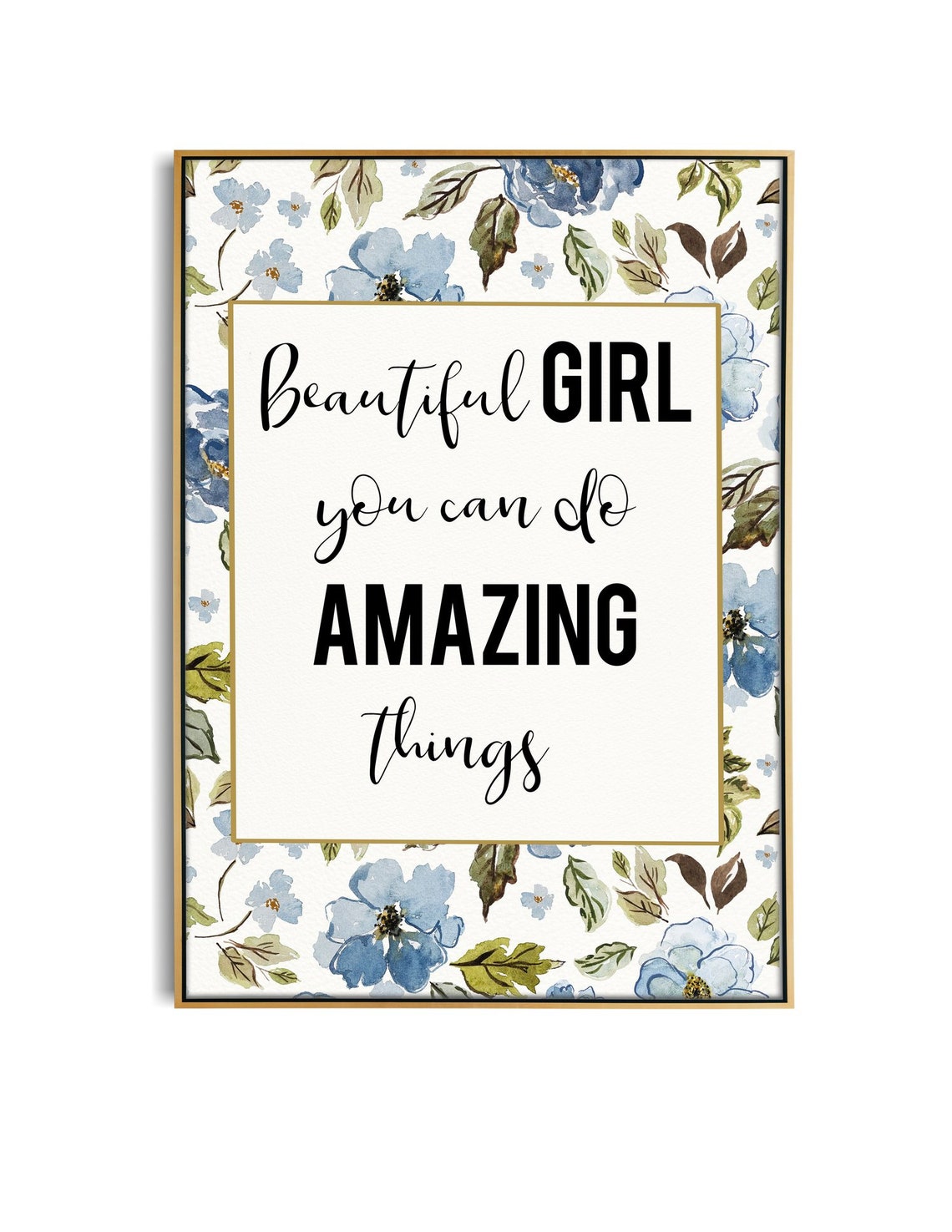 Beautiful Girl You Can Do Amazing Things Nursery Quote Wall Poster ...