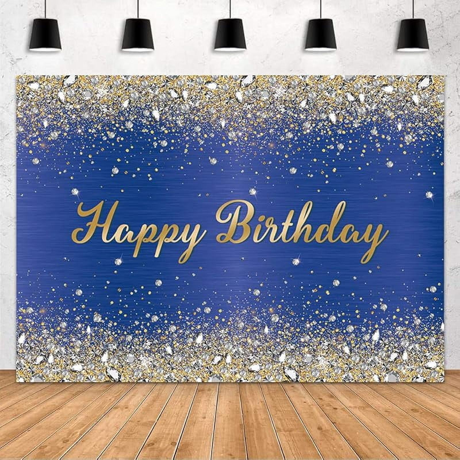 Beautiful Glitter Light Birthday Party Decorations Backdrop Shinning Gold Silver Diamond Happy ...