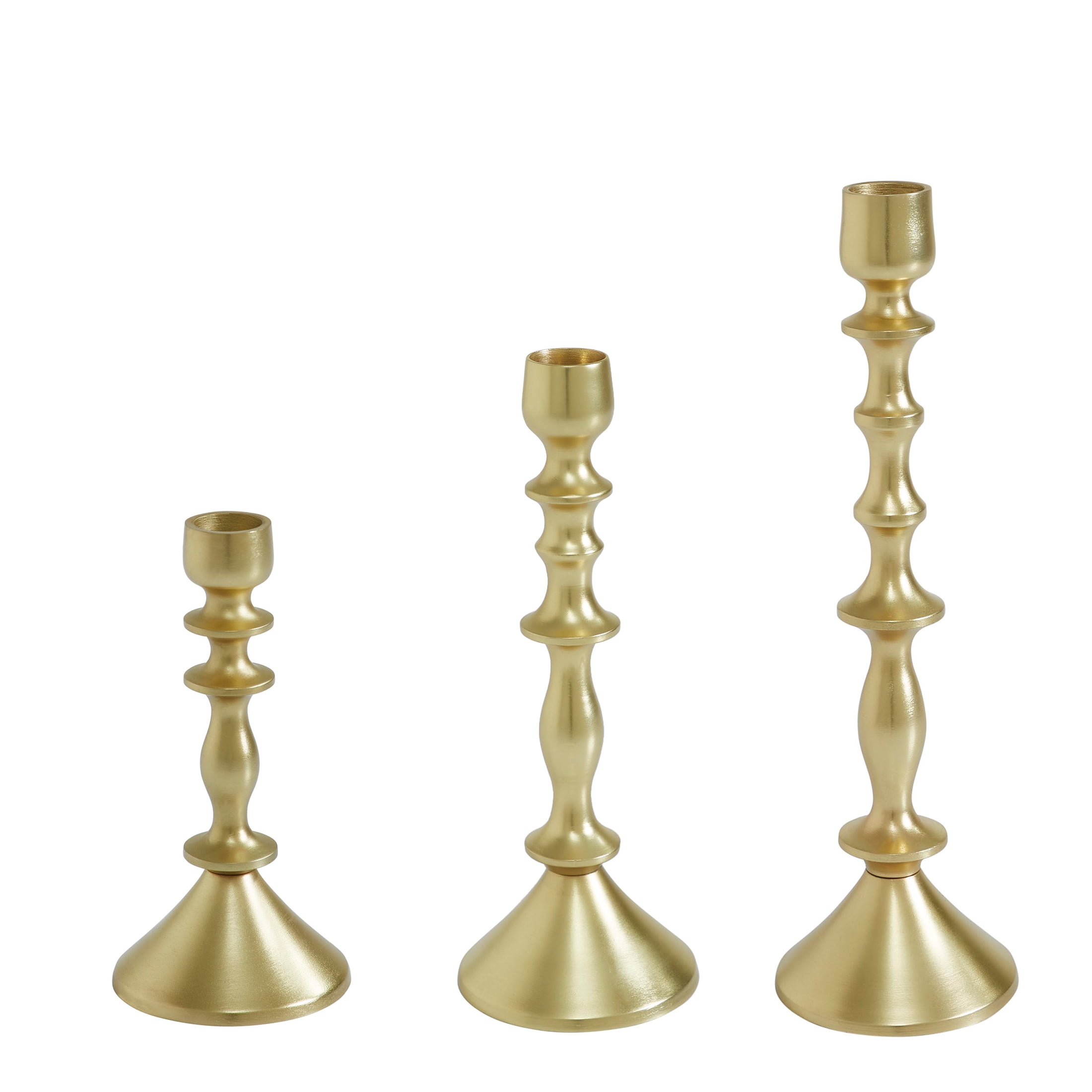 Drew Barrymore Gold Metal Taper Candle Holders - Set of 3 - Walmart.com