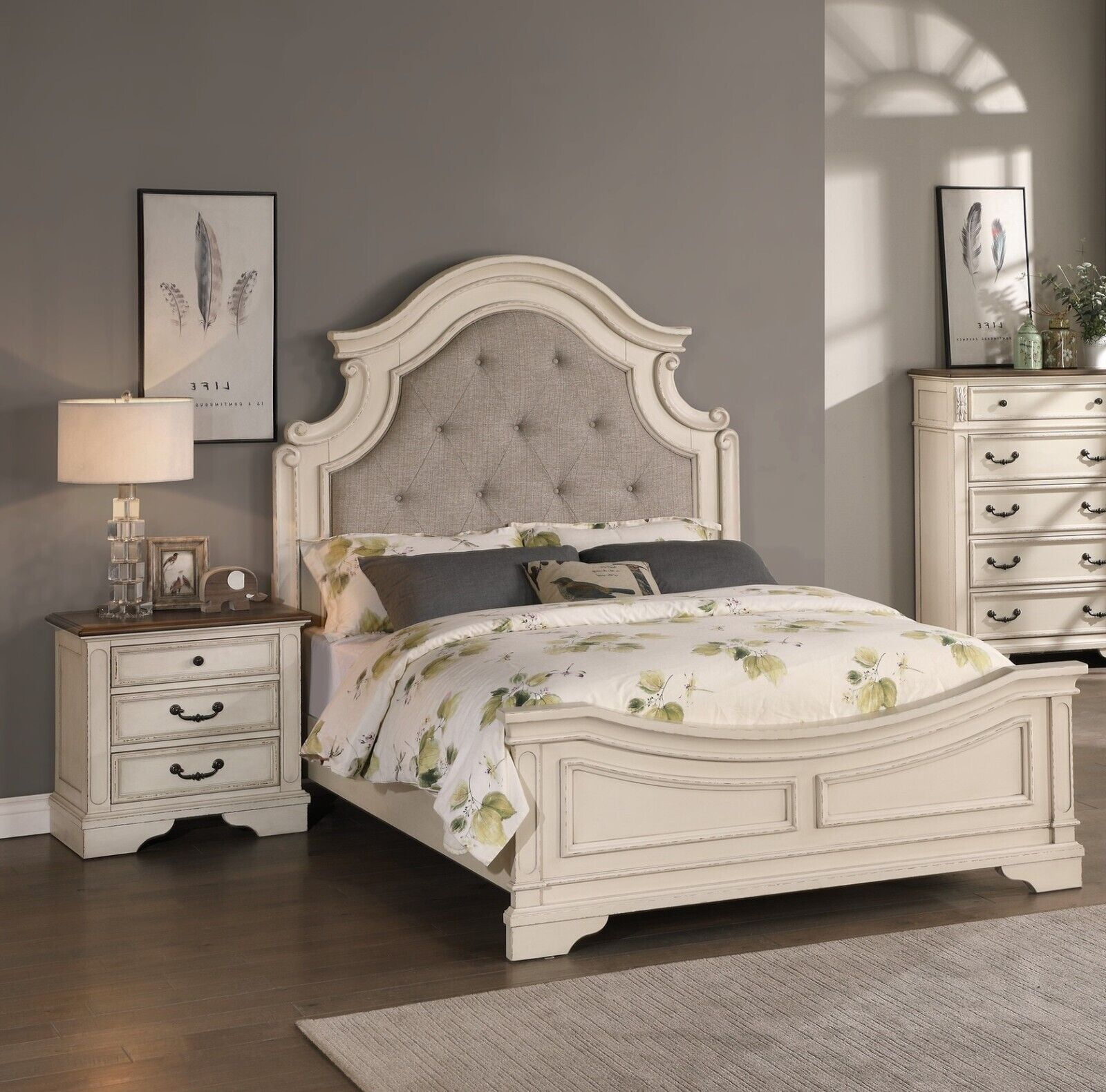 Beautiful Gorgeous 3pc Bedroom Eastern King Size Bed Set 2x Nightstands ...