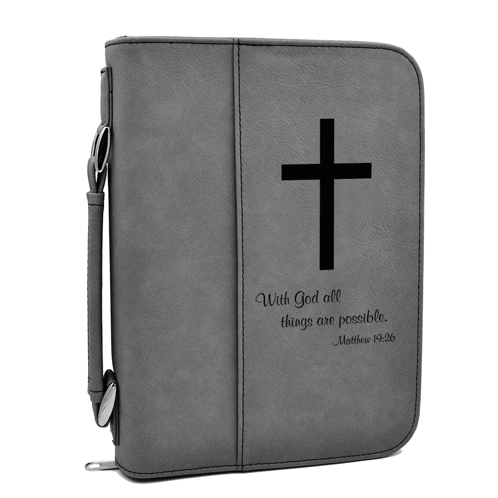 Beautiful Gray 'With God All Things Are Possible' Scripture Engraved ...