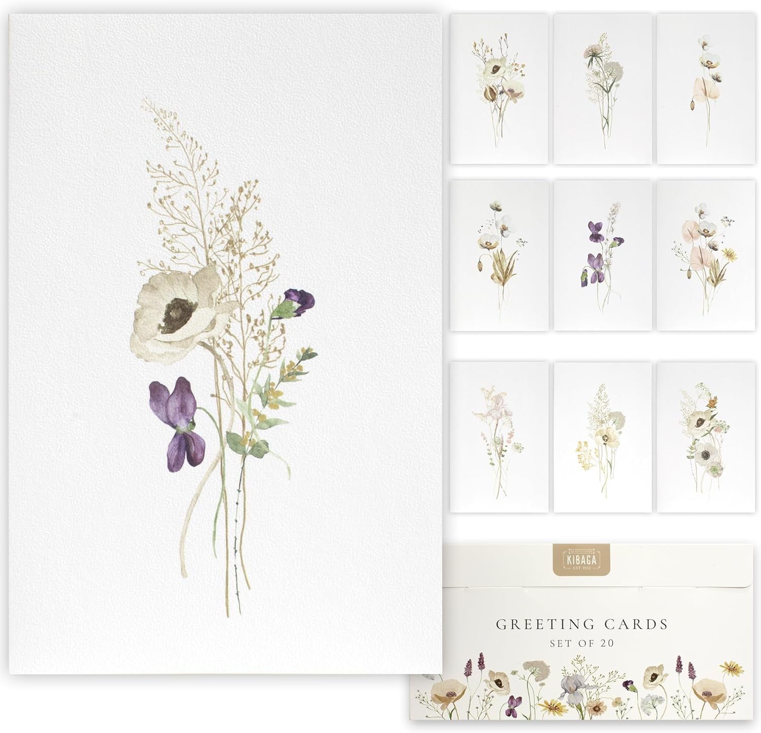 Beautiful Greetings Cards Set of 20 with Envelopes & Stickers ...