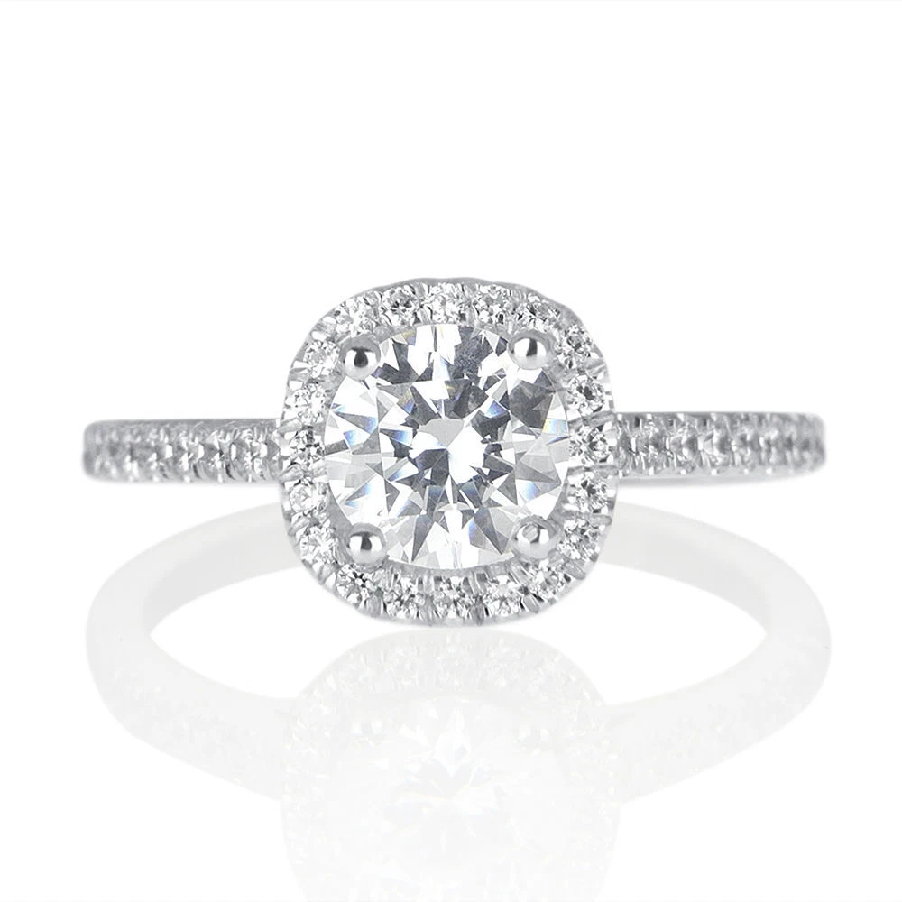 Beautiful Halo Wedding Ring, Cluster Engagement Ring, 1.4 Ct Round ...