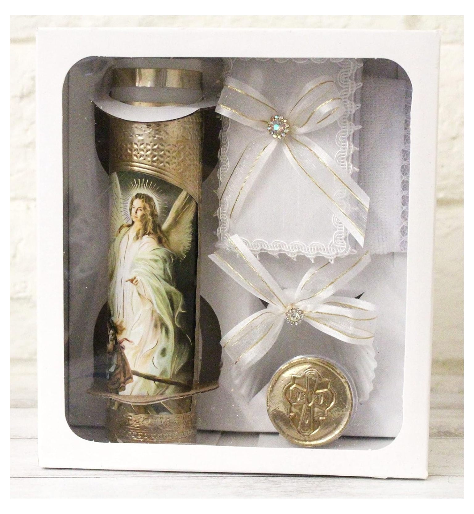 Beautiful Handmade 5pc. Angels with Kids Baptism Christening Shells Candle Set Favors Girl Boy ...