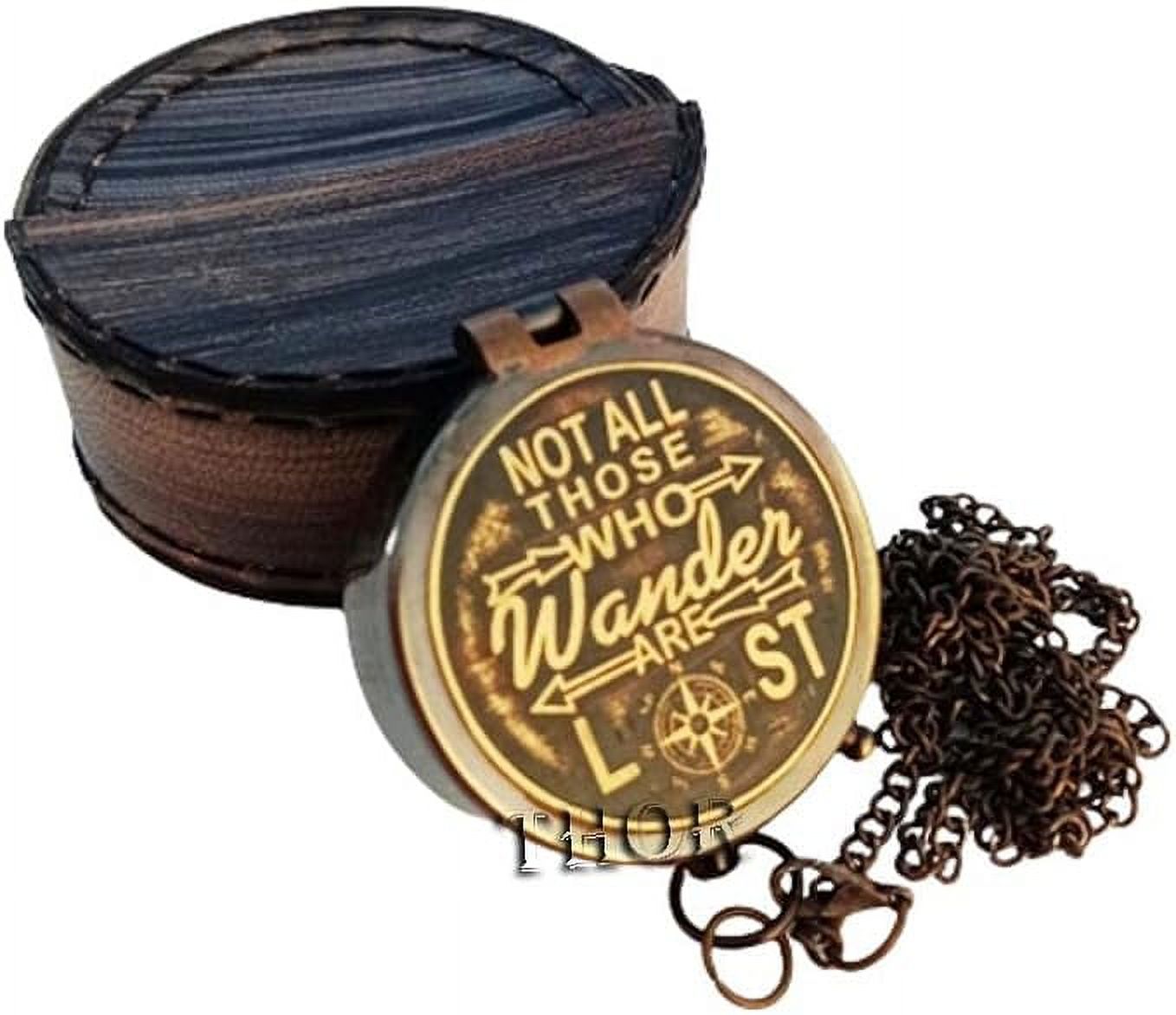 Beautiful Handmade Brass Sundial Compass with Leather Case and Chain ...