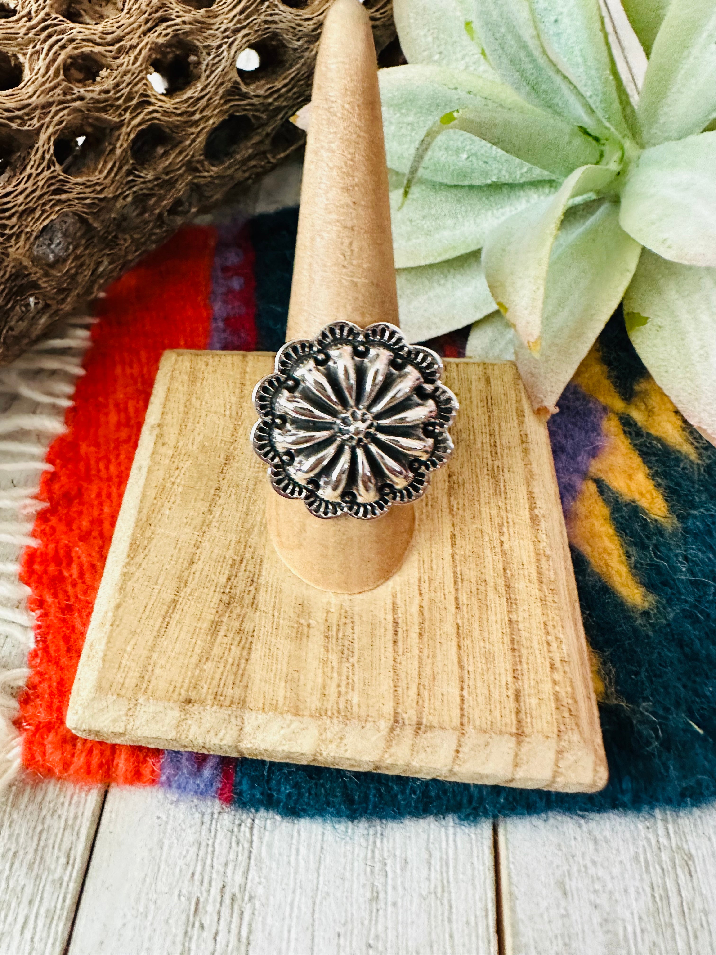Beautiful Handmade Sterling Silver Adjustable Concho Ring - Walmart ...