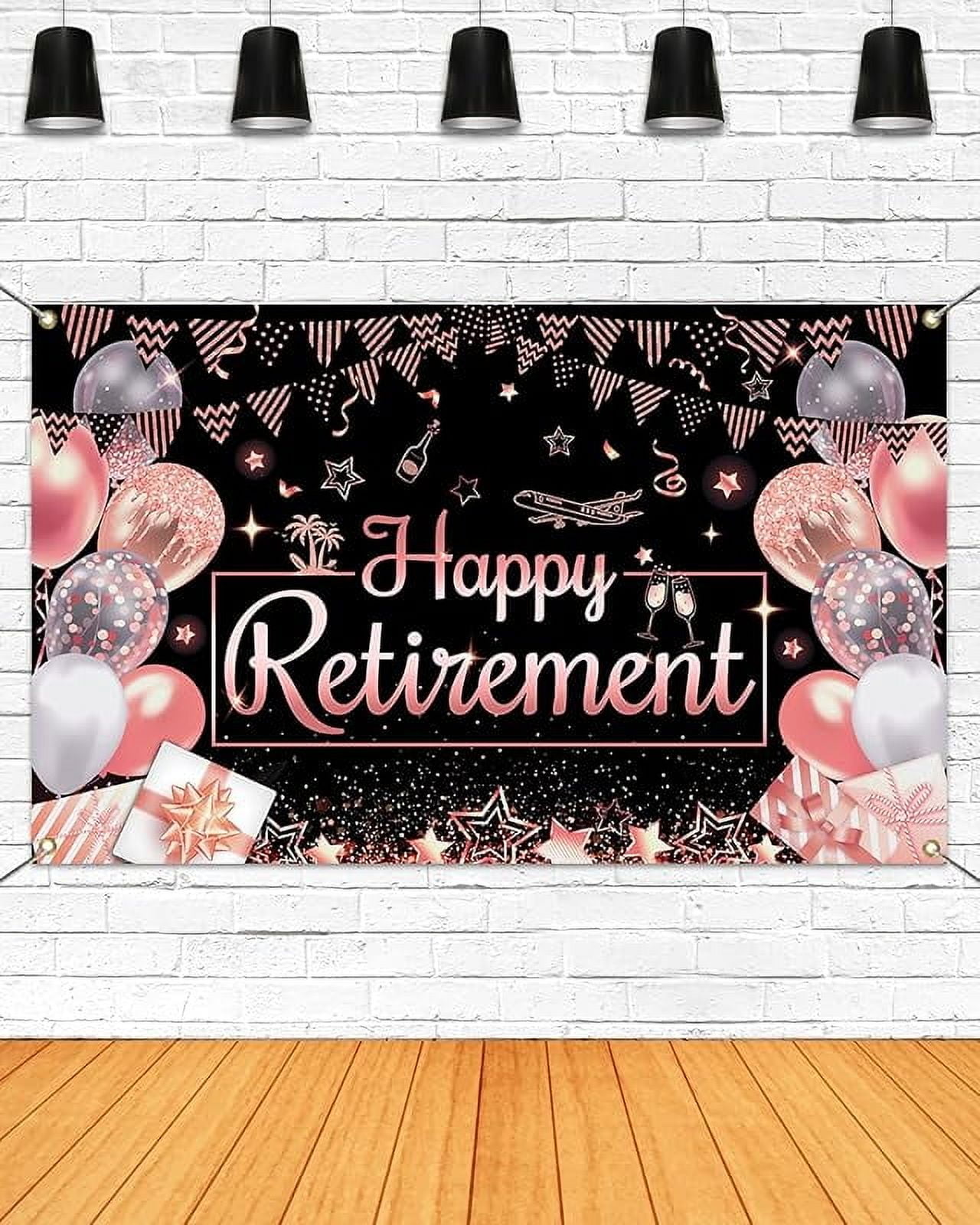 Beautiful Happy Retirement Backdrop Banner Extra Rose Gold Retirement ...