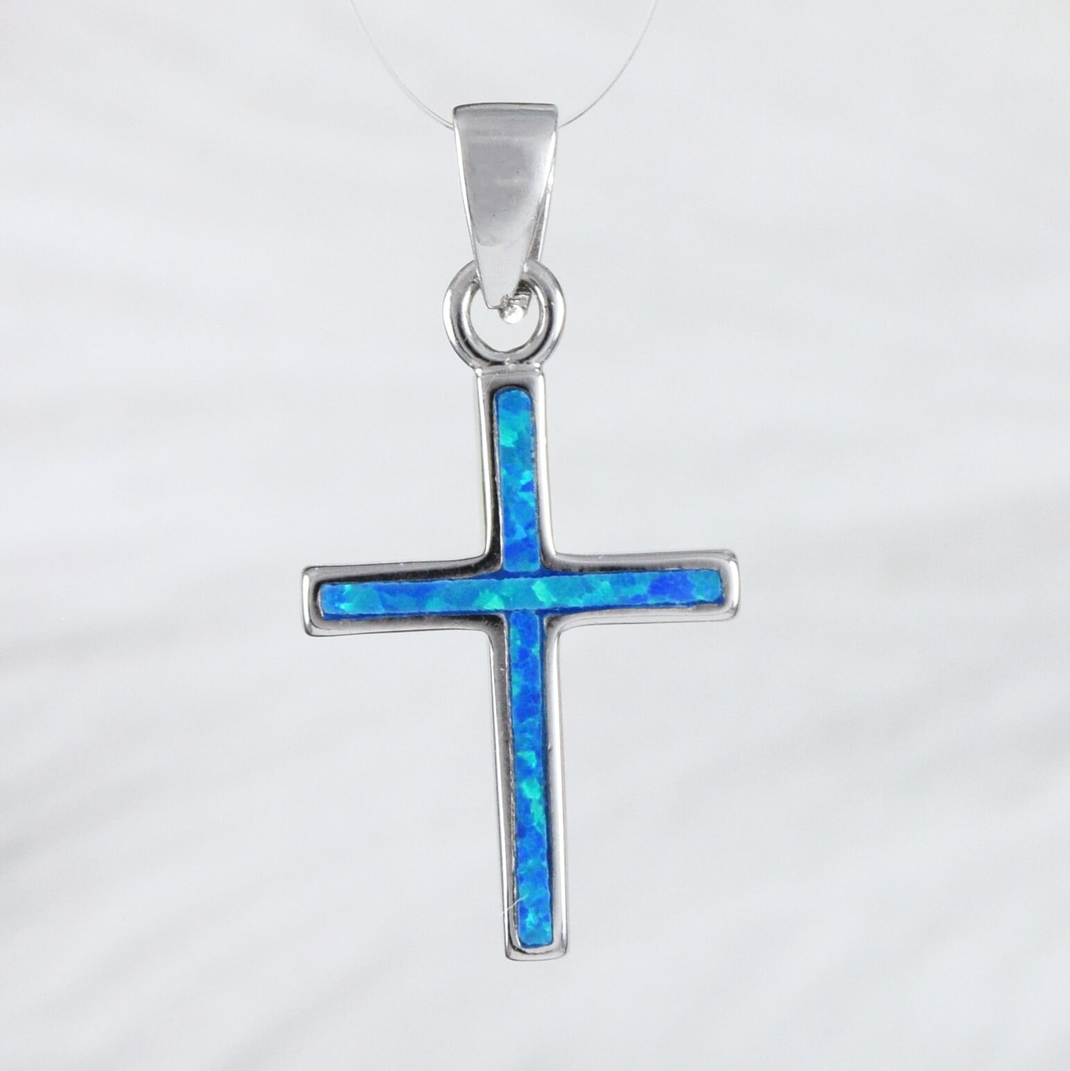 Beautiful Hawaiian Blue Opal Cross Necklace, Sterling Silver Blue Opal ...