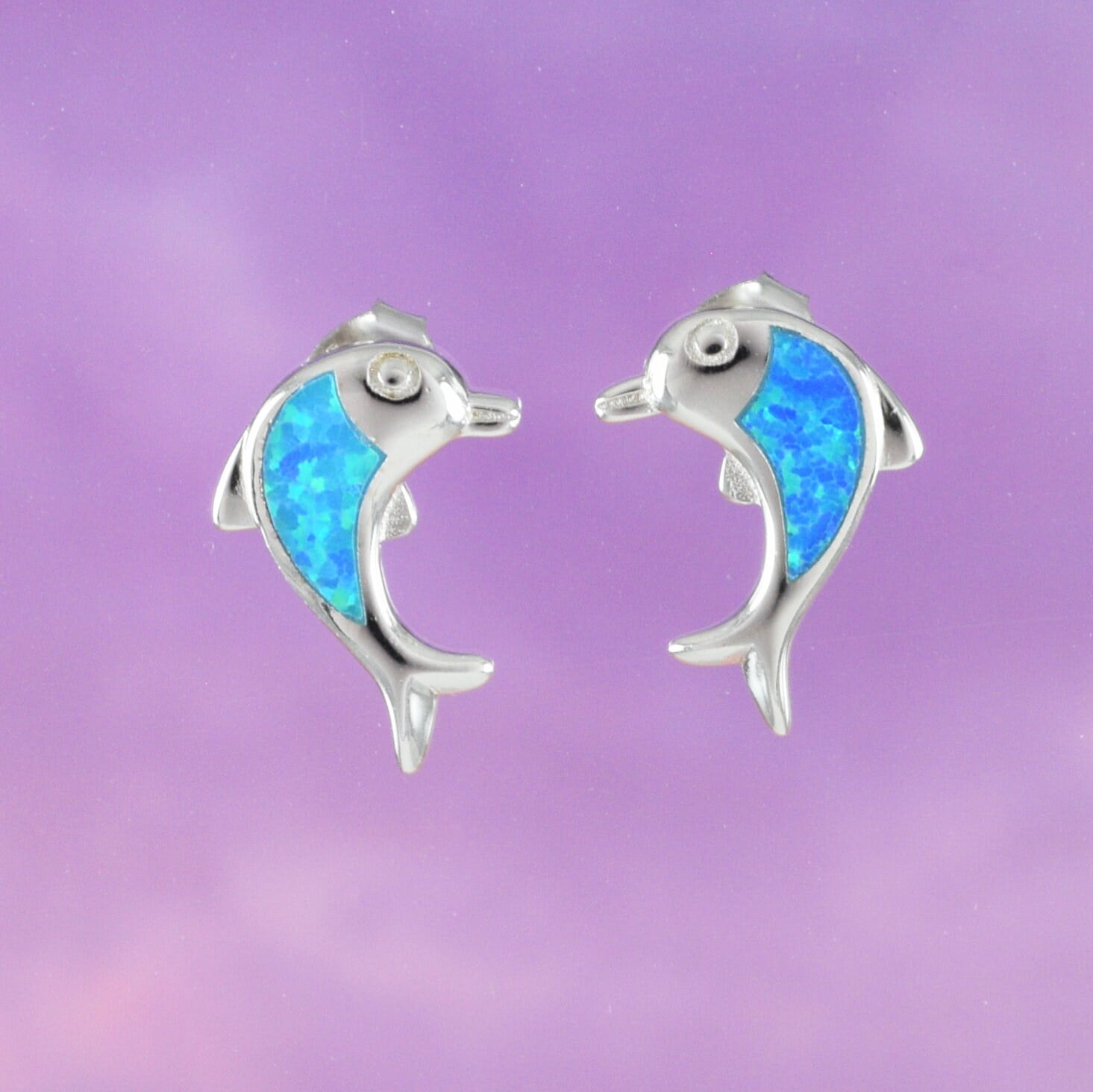 Beautiful Hawaiian Blue Opal Dolphin Earring, Sterling Silver Blue Opal ...