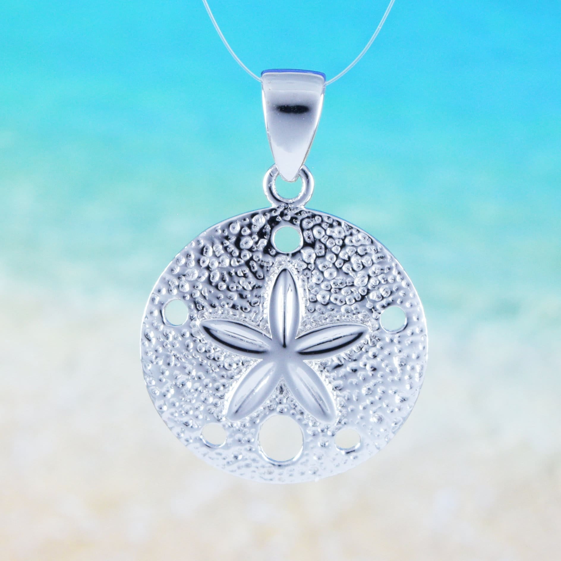 Beautiful Hawaiian Large Sand Dollar Necklace, Sterling Silver Sand Dollar Pendant, N6118 ...