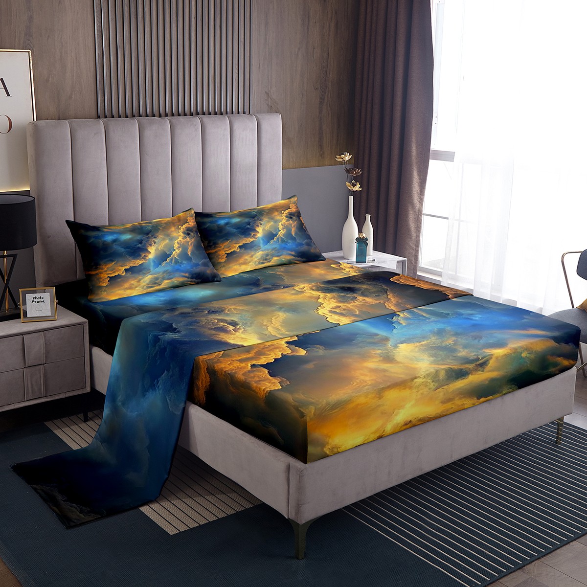 Beautiful Heavenly Bed Sheets Set King Size Teens Adults,Oil Painting Sunlight Sheet Set,Sun ...