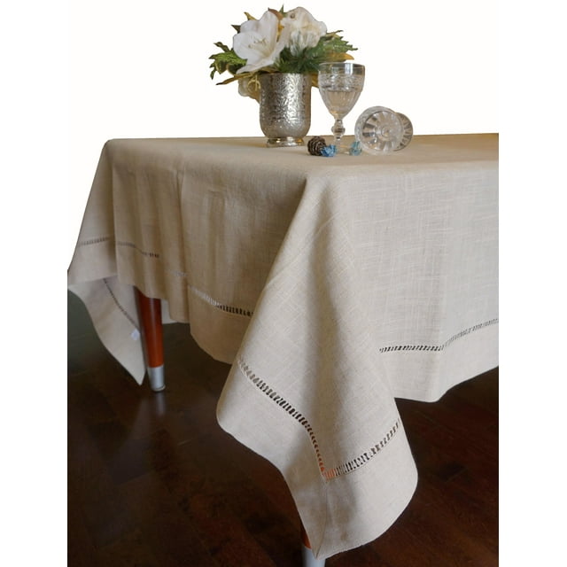 Beautiful Hemstitched Table Runner Quality Natural Square Tablecloth 80 ...