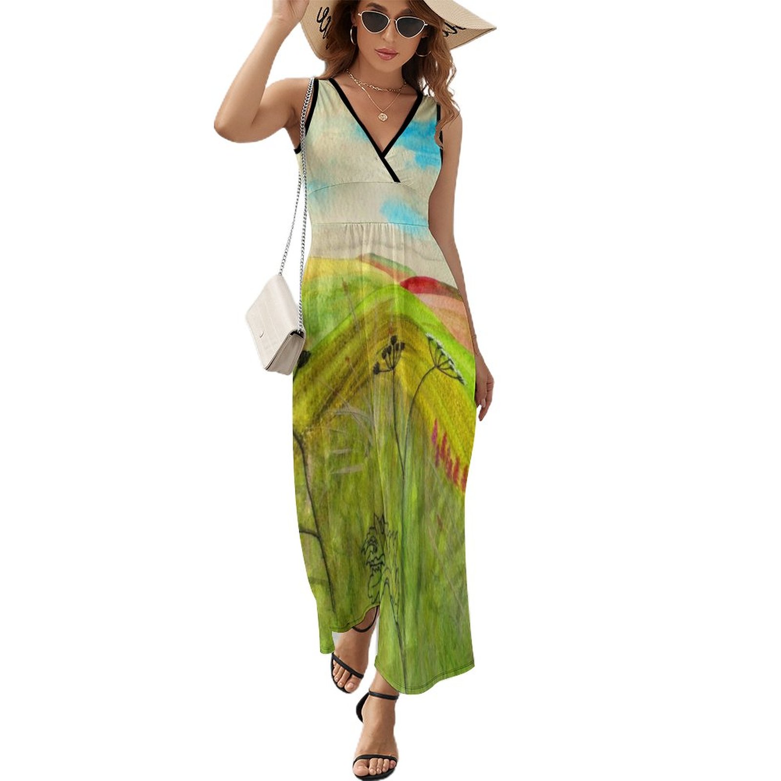 Beautiful Hills and Sky; Landscape Dress From Acrylic Painting ...